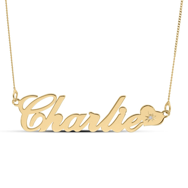 9ct Gold Personalised Name Necklace with Diamond – Dolce Valentina