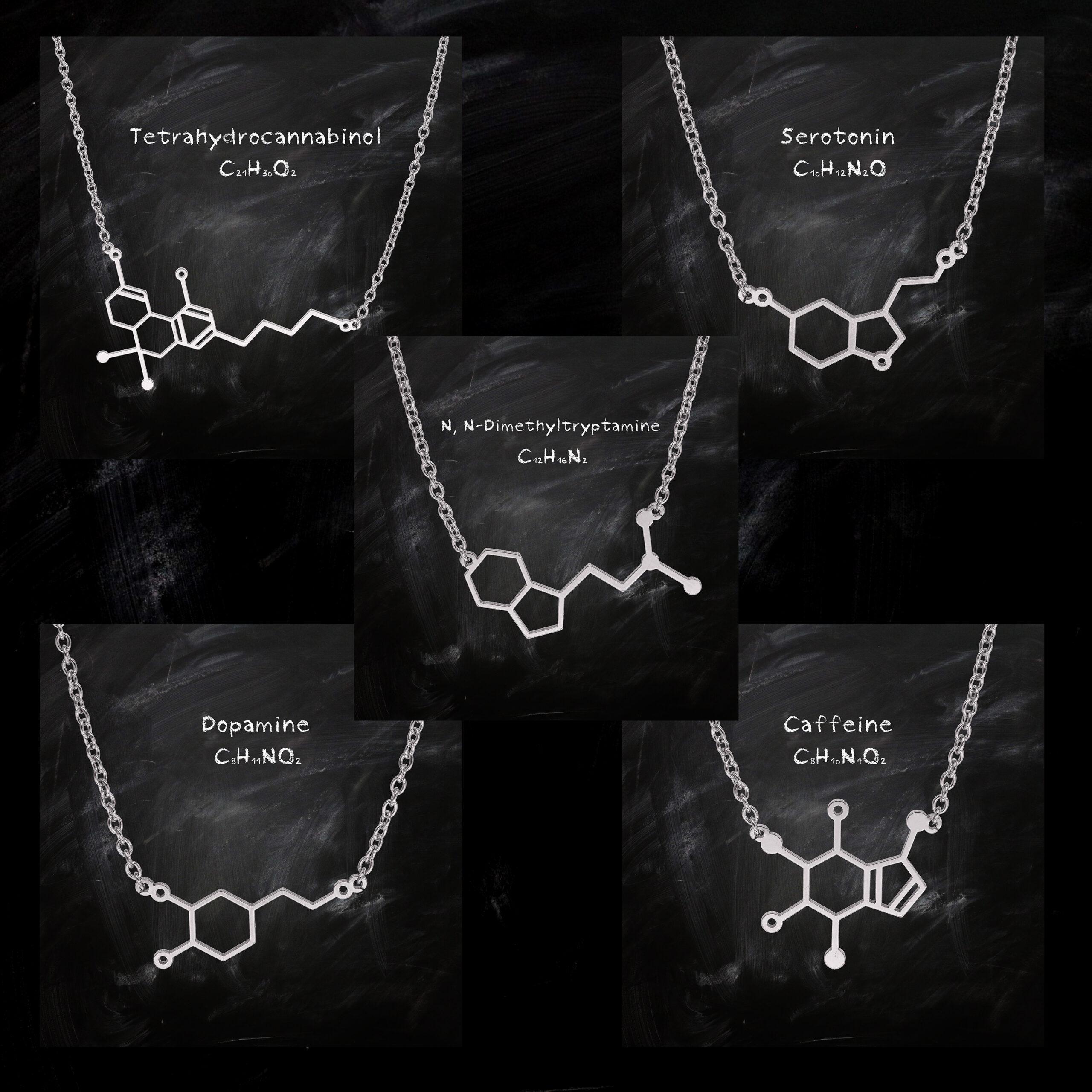Personalised Caffeine Chemical Structure Necklace – Dolce Valentina