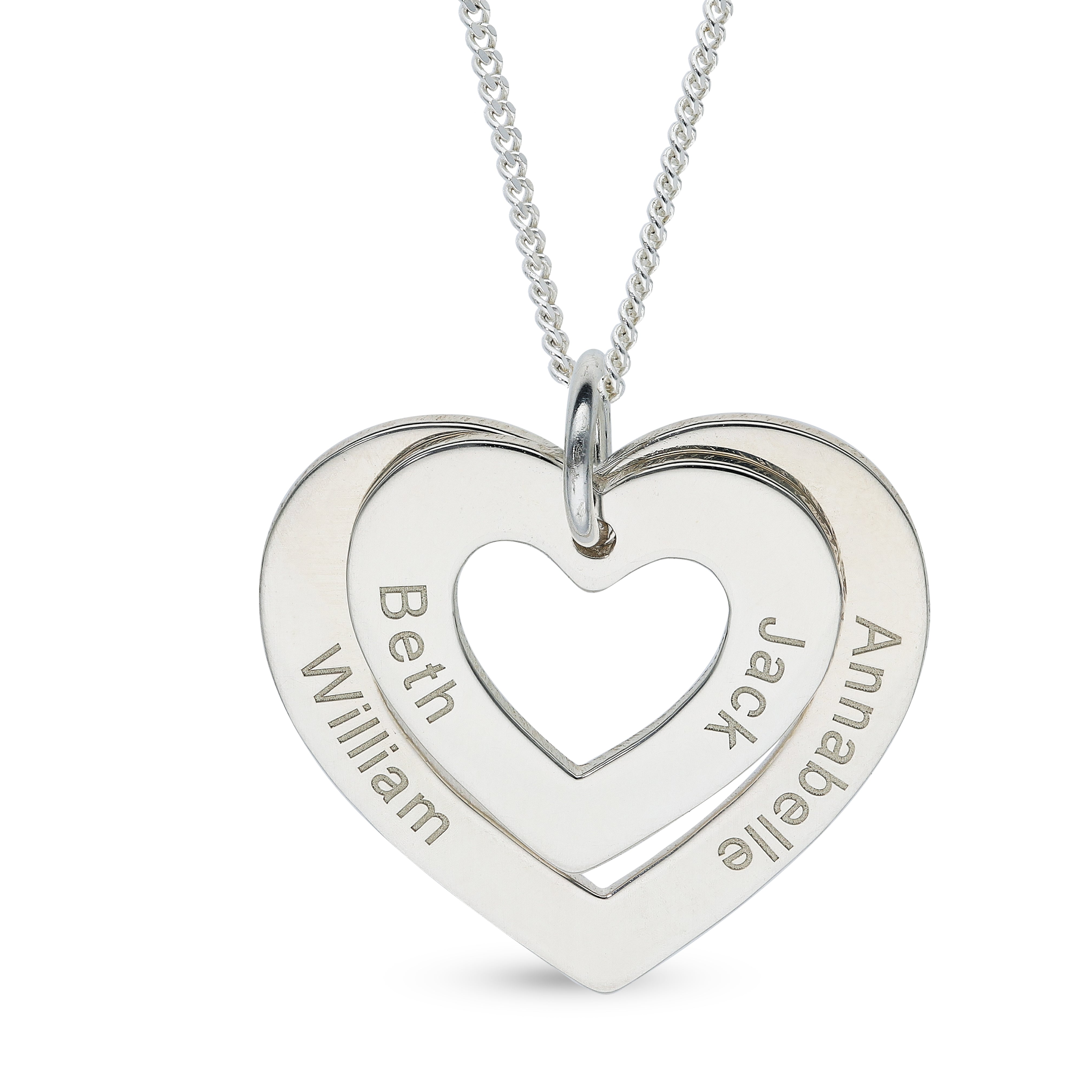 Customised Double Hearts Pendant in 925 Sterling Silver – Dolce Valentina