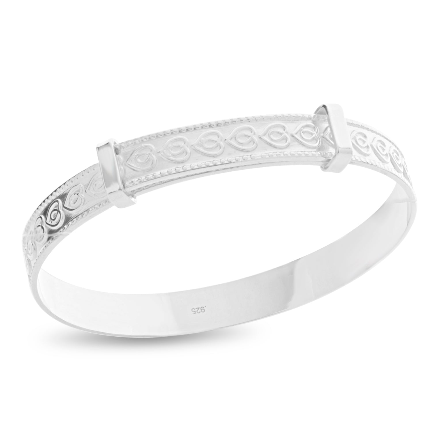 Customised Children's Silver Celtic Heart Expander Bangle (0-3 years ...